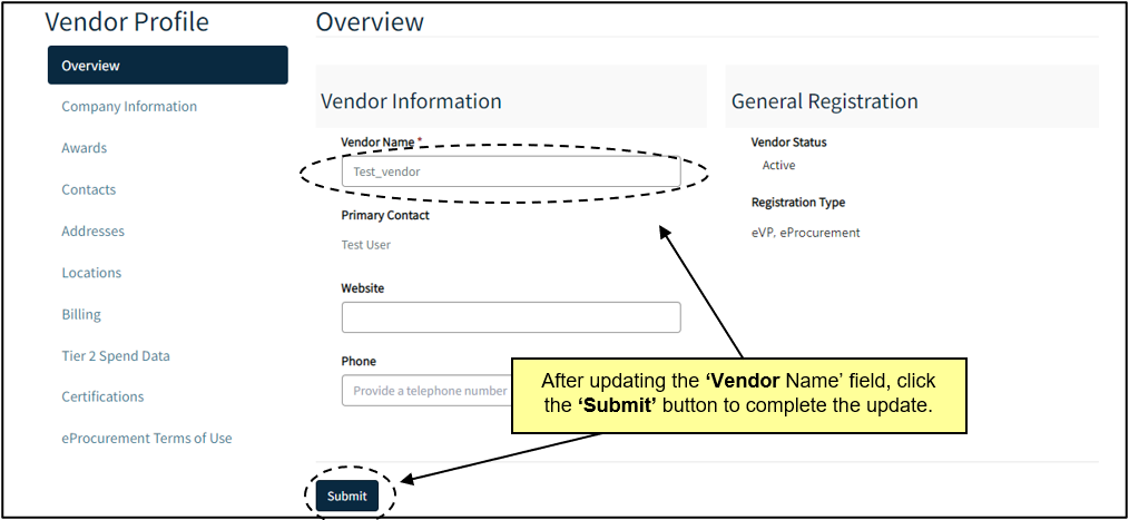 Managing eVP Account and Contacts | NC eProcurement
